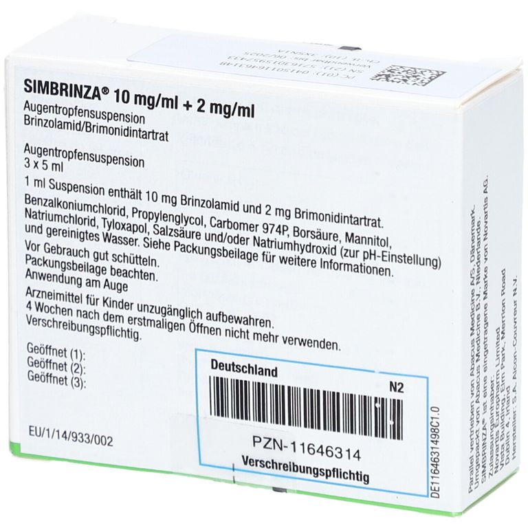 Simbrinza® 10Mg/Ml+2Mg/Ml 3x5 ml mit dem E-Rezept kaufen - Shop Apotheke