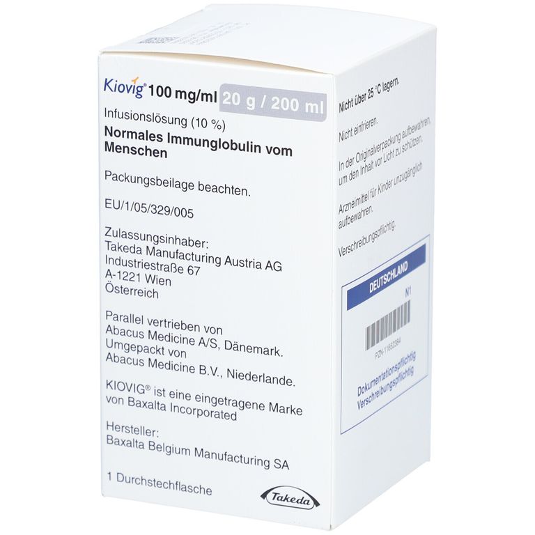 KIOVIG 100 mg/ml Infusionslösung 20 g 200 ml mit dem E-Rezept kaufen ...