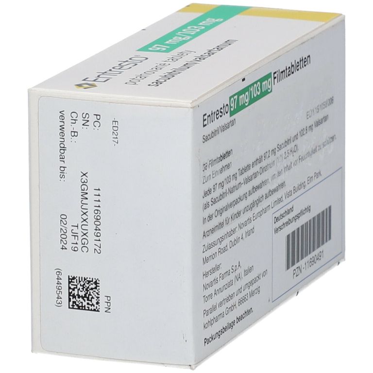 Entresto 97 mg/103 mg 56 St mit dem E-Rezept kaufen - Shop Apotheke
