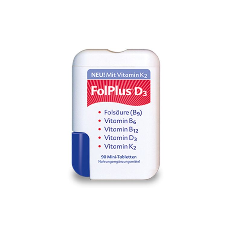 FolPlus+D3 – Mini-Tabletten mit B-Vitaminen, Vitamin D3 & K2 90 St ...