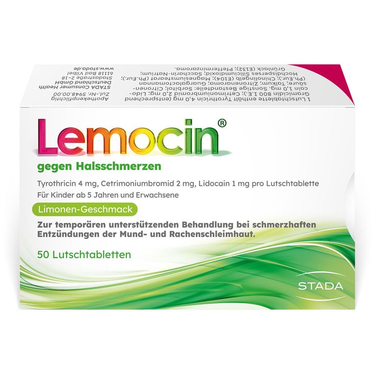 Lemocin® gegen Halsschmerzen Limettengeschmack ab 5 Jahren 50 St - Shop ...