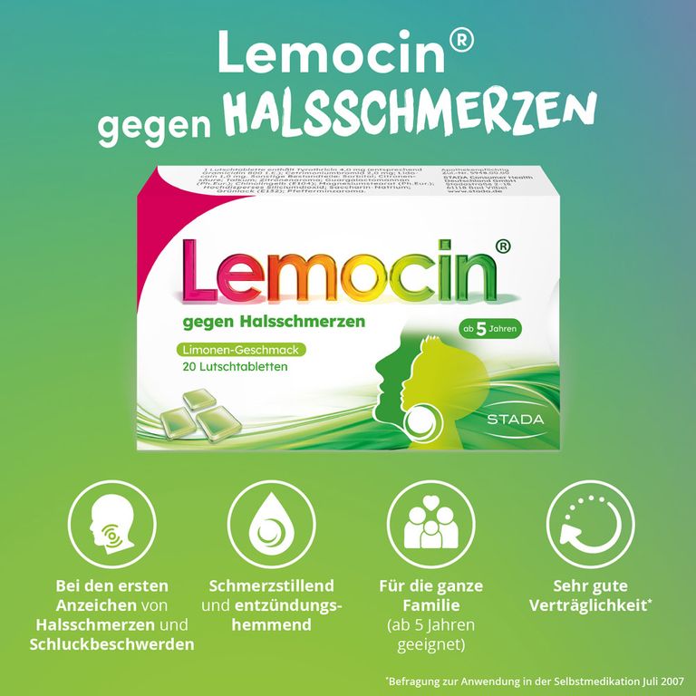 Lemocin® gegen Halsschmerzen Limettengeschmack ab 5 Jahren 50 St - Shop ...