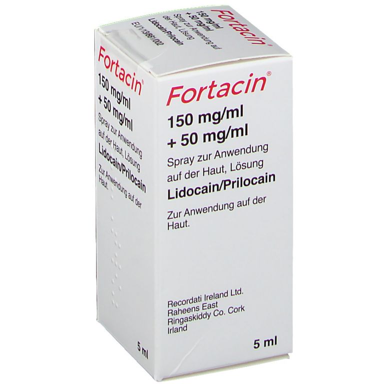 FORTACIN 150 mg/ml + 50 mg/ml Spray z.Anw.a.Hau.Rx 5 ml mit dem E ...
