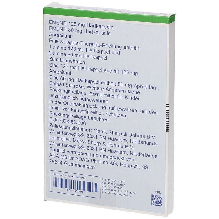 Emend® 125Mg/80Mg 3 St mit dem E-Rezept kaufen - Shop Apotheke