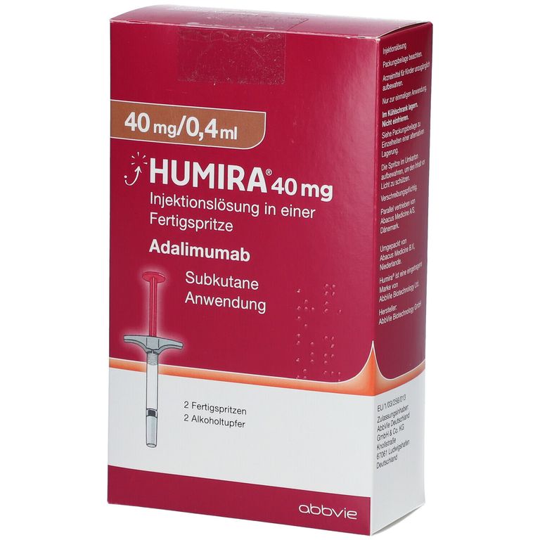 HUMIRA 40 mg/0,4 ml Injektionslösung in Fertigspr. 2 St mit dem E ...