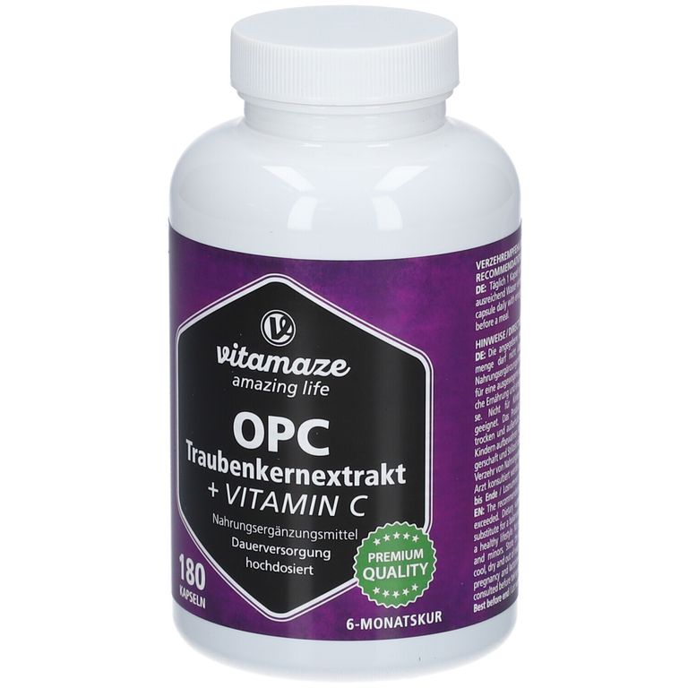 Vitamaze OPC TRAUBENKERNEXTRAKT hochdosiert + Vitamin C 180 St - Shop ...
