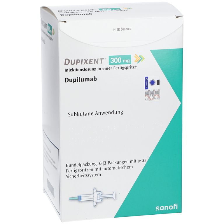 DUPIXENT 300 mg Inj.-Lsg.i.e.Fertigspr.m.Sich.Sys. 6 St mit dem E ...