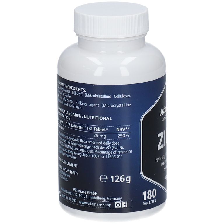 Vitamaze ZINK 25 mg hochdosiert vegan 180 St - Shop Apotheke