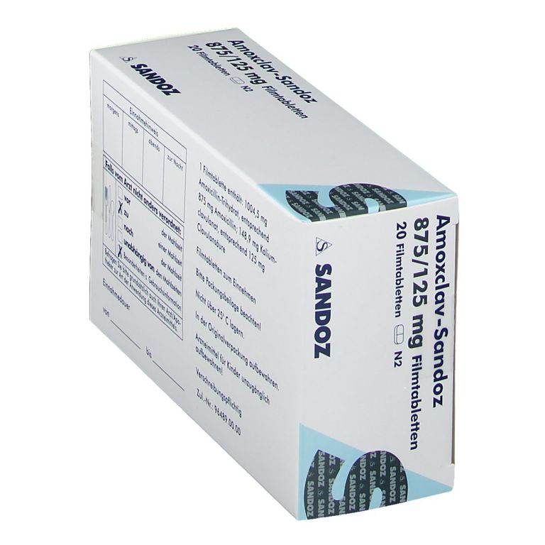 Amoxclav Sandoz® 875/125 mg 20 St mit dem E-Rezept kaufen - Shop Apotheke
