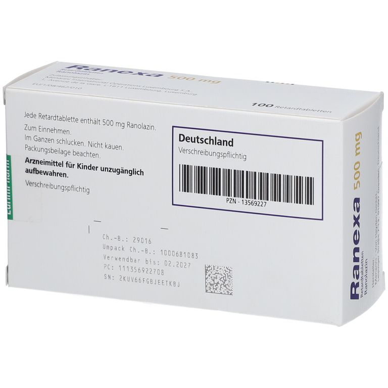 Ranexa 500 mg 100 St mit dem E-Rezept kaufen - Shop Apotheke