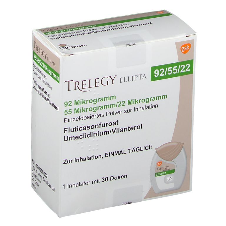 TRELEGY ELLIPTA 92 Mikrogramm/22 Mikrogramm 1 St mit dem E-Rezept ...