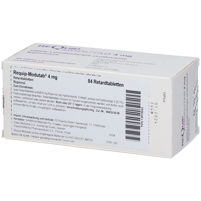 REQUIP-MODUTAB 4 mg 84 St mit dem E-Rezept kaufen - Shop Apotheke
