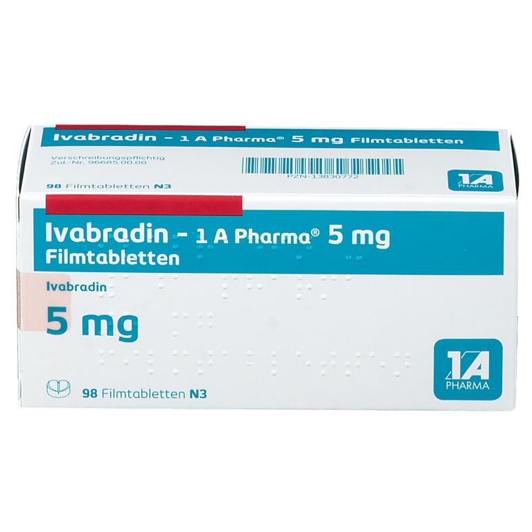 Ivabradin 1A Pharma® 5Mg 98 St mit dem E-Rezept kaufen - Shop Apotheke