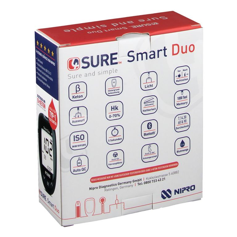 4SURE Smart Duo Blutzucker- und ß-Keton Messgerät mg/dL 1 St - Shop ...