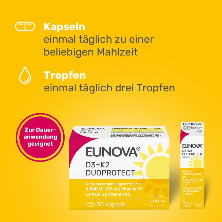 EUNOVA® DuoProtect Vitamin D3+K2 1000 I.E./50 µg Tropfen 11,5 ml - Shop Apotheke