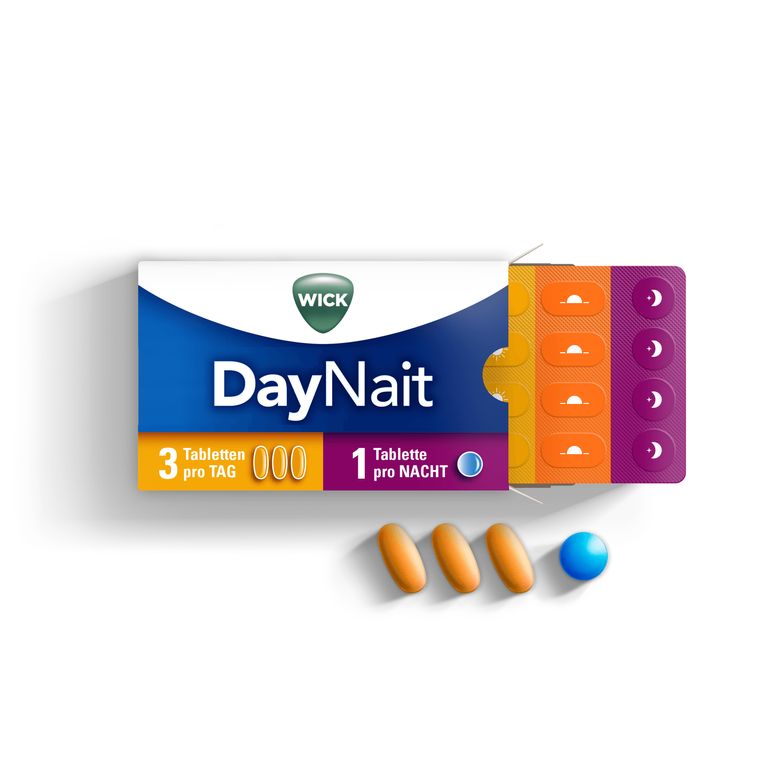 WICK DayNait Filmtabletten, Hilfe für Tag & Nacht bei Erkältung 16 St ...
