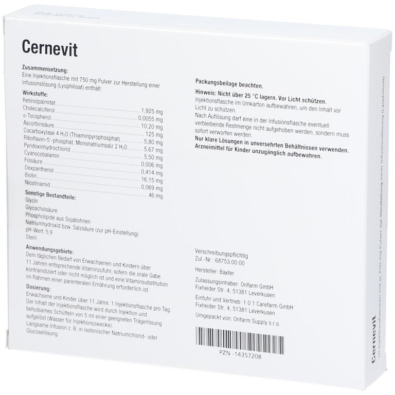 Cernevit® 750Mg 10 St mit dem E-Rezept kaufen - Shop Apotheke
