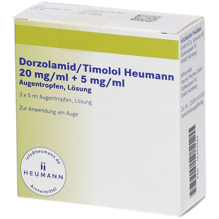 Dorzolamid/Timolol Heumann 20 mg/ml + 5 mg/ml 3x5 ml mit dem E-Rezept ...