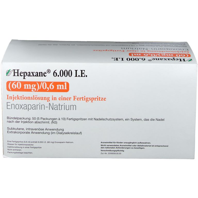 Hepaxane® 6.000 I.E. 60 mg/0,6 ml 50 St mit dem E-Rezept kaufen - Shop ...