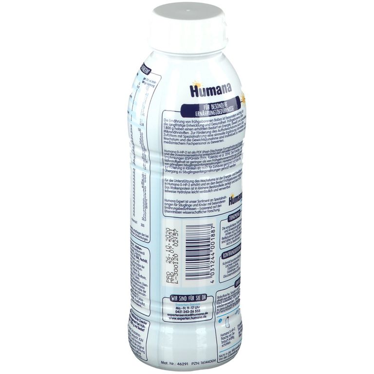 Humana Expert 0 HP-2 Spezialnahrung Frühgeborene 490 ml - Shop Apotheke