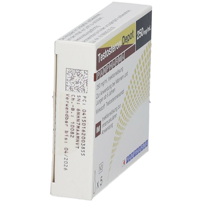 TESTOSTERON Depot PANPHARMA 250 mg/ml Inj.-L.Amp. 5x1 ml mit dem E ...