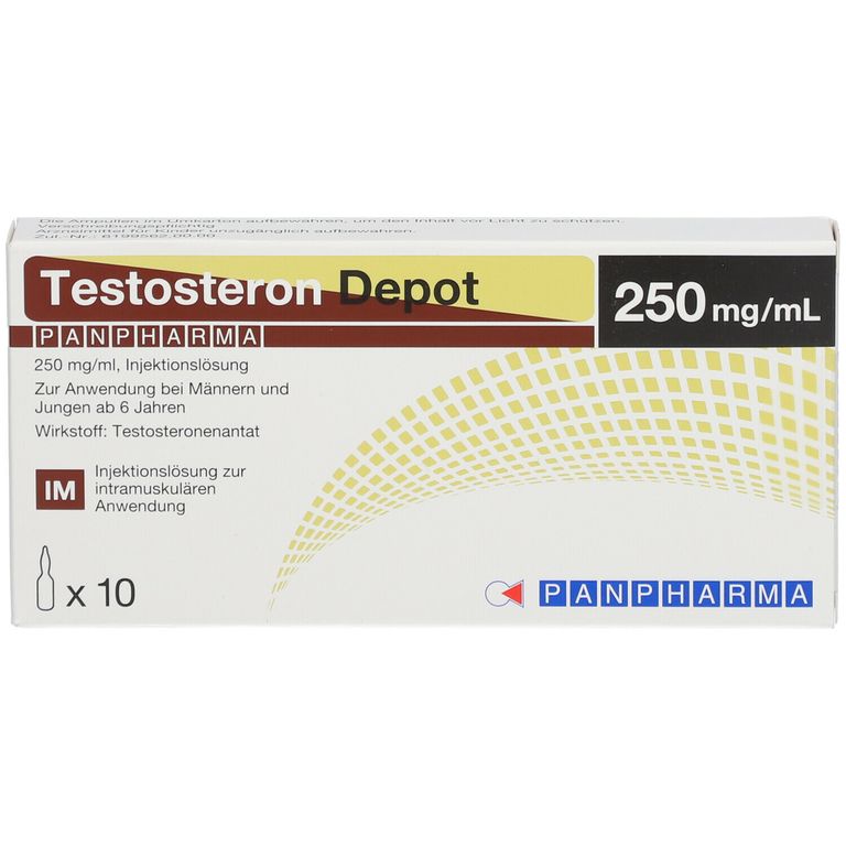 TESTOSTERON Depot PANPHARMA 250 mg/ml Inj.-L.Amp. 10x1 ml mit dem E ...