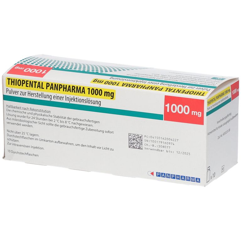 THIOPENTAL PANPHARMA 1000 mg Plv.z.Her.e.Inj.-Lsg. 10 St mit dem E ...