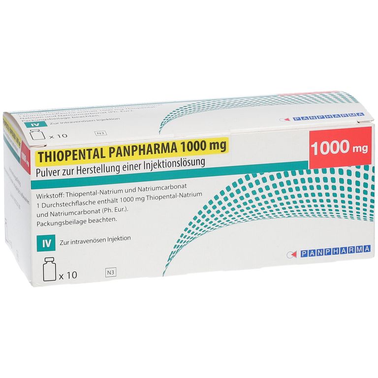 THIOPENTAL PANPHARMA 1000 mg Plv.z.Her.e.Inj.-Lsg. 10 St mit dem E ...