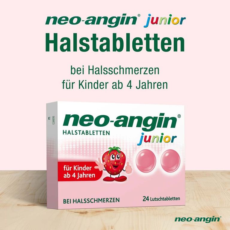 neo-angin junior Halstabletten mit leckerem Erdbeergeschmack für Kinder ...