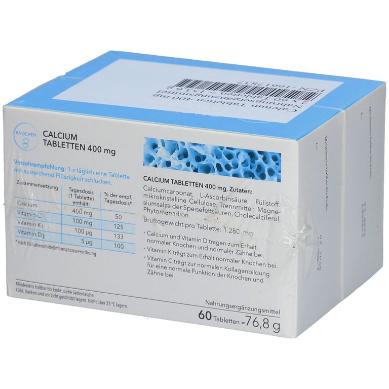 CALCIUM TABLETTEN 400 mg 2x60 St - Shop Apotheke