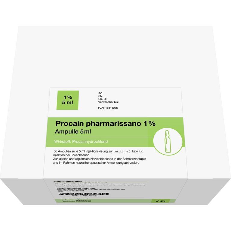 PROCAIN pharmarissano 1% Inj.-Lsg.Ampullen 5 ml 50x5 ml mit dem E ...