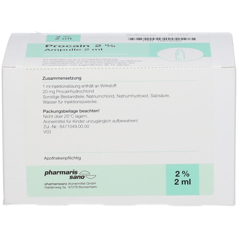 Procain pharmarissano 2 % 50x2 ml - Shop Apotheke