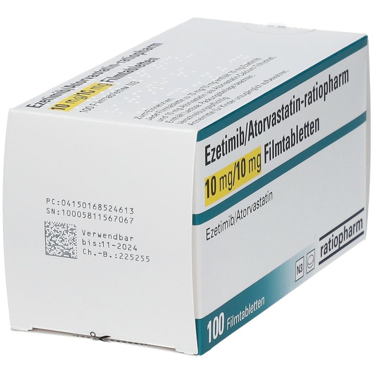 Ezetimib/Atorvastatin-ratiopharm® 10 mg/10 mg 100 St mit dem E-Rezept ...