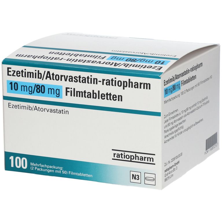 Ezetimib/Atorvastatin-ratiopharm® 10 mg/80 mg 100 St mit dem E-Rezept ...