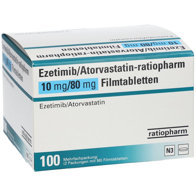 Ezetimib/Atorvastatin-ratiopharm® 10 mg/80 mg 100 St mit dem E-Rezept ...