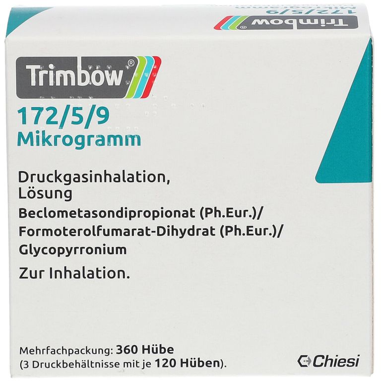 TRIMBOW 172 µg/5 µg/9 µg 120 Hub Druckgasinhalat. 3 St mit dem E-Rezept ...