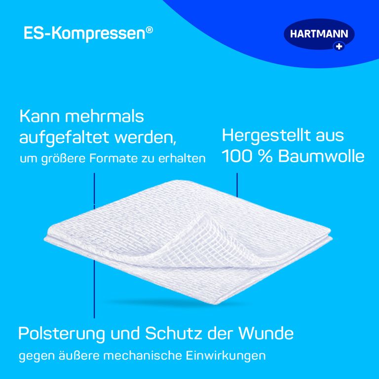 ES Kompressen steril 10 x 10 cm 17-fädig 5x2 St - Shop Apotheke