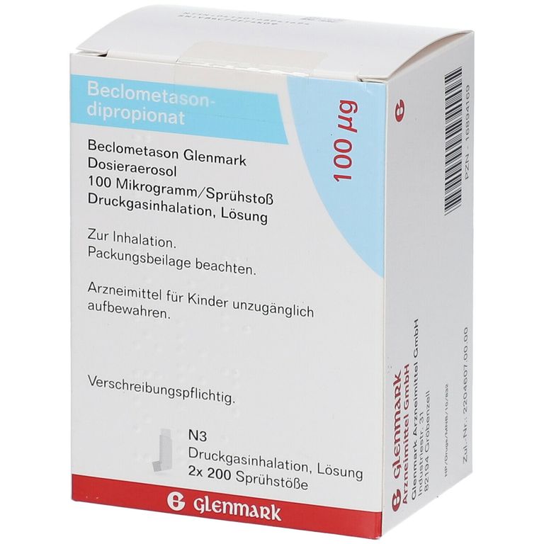 BECLOMETASON Glenmark Dosieraerosol 100 µg/Sprü.St 2 St mit dem E ...