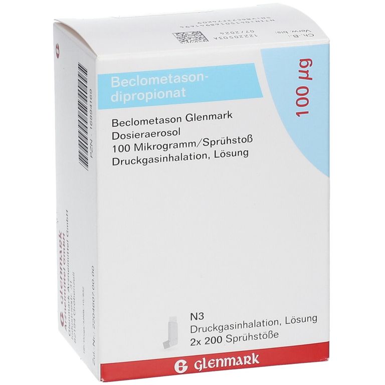 BECLOMETASON Glenmark Dosieraerosol 100 µg/Sprü.St 2 St mit dem E ...