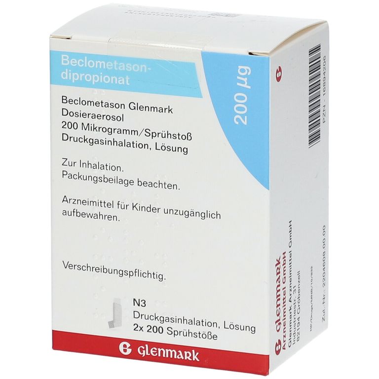 BECLOMETASON Glenmark Dosieraerosol 200 µg/Sprü.St 2 St mit dem E ...