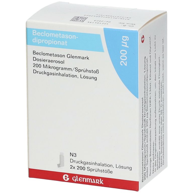 BECLOMETASON Glenmark Dosieraerosol 200 µg/Sprü.St 2 St mit dem E ...
