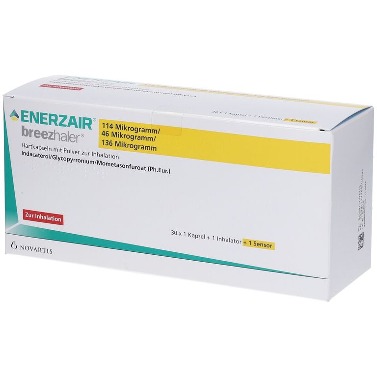 ENERZAIR Breezhaler 114µg/46µg/136µg Hkp.+Sensor 30 St mit dem E-Rezept ...
