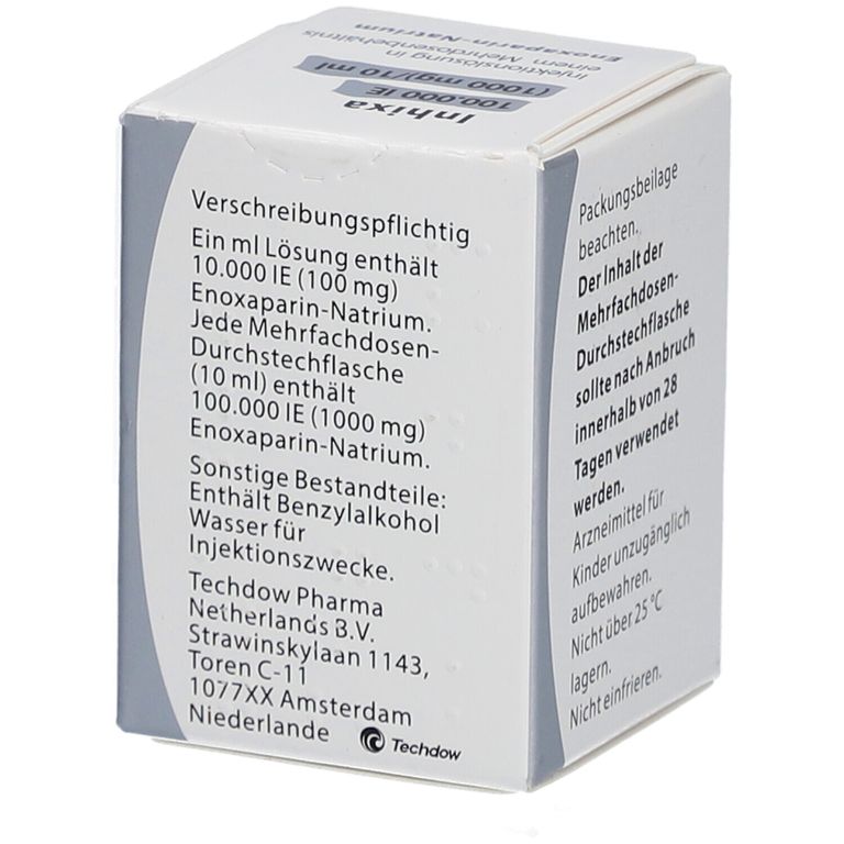 INHIXA 100.000 I.E. 1000mg/10ml ILO Mehrf.Dos.Dsfl 1x10 ml mit dem E ...