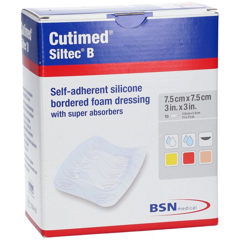 Cutimed® Siltec B 7,5 cm x 7,5 cm 10 St - Shop Apotheke