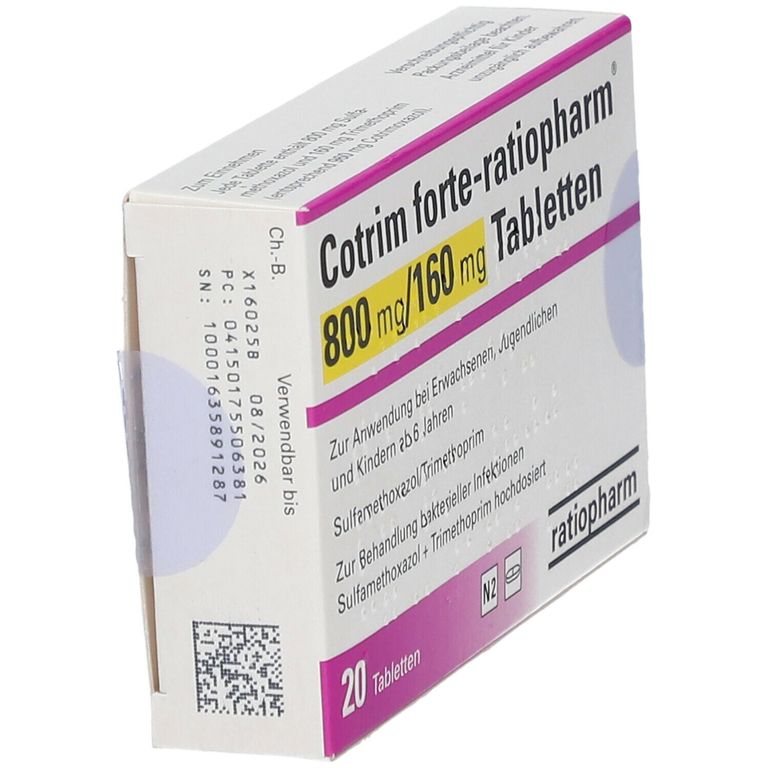 Cotrim forte-ratiopharm® 800 mg/160 mg 20 St mit dem E-Rezept kaufen ...