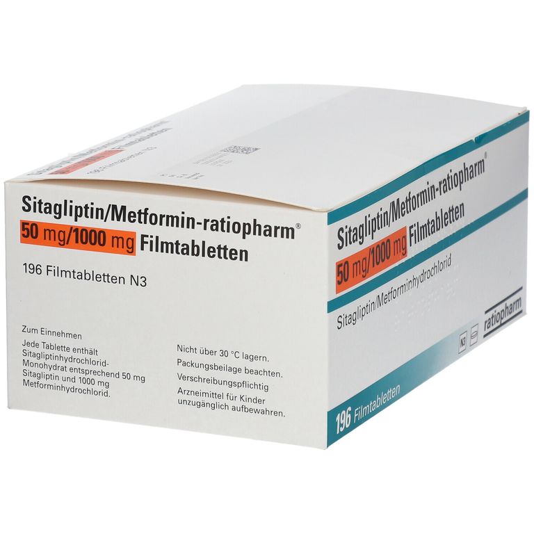 Sitagliptin/Metformin-ratiopharm® 50mg/1000mg 196 St mit dem E-Rezept ...