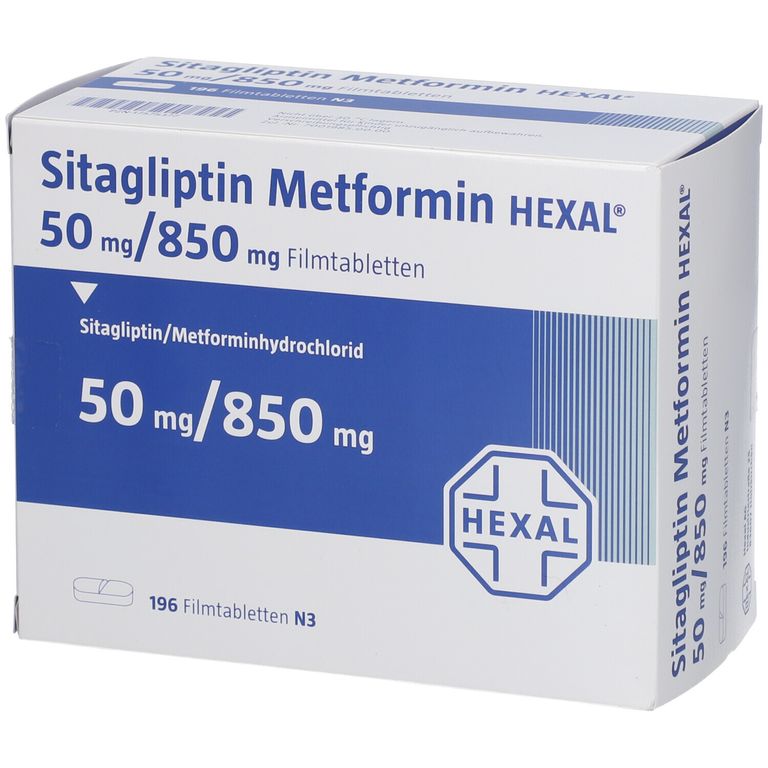 SITAGLIPTIN Metformin HEXAL 50 mg/850 mg Filmtabl. 196 St mit dem E ...