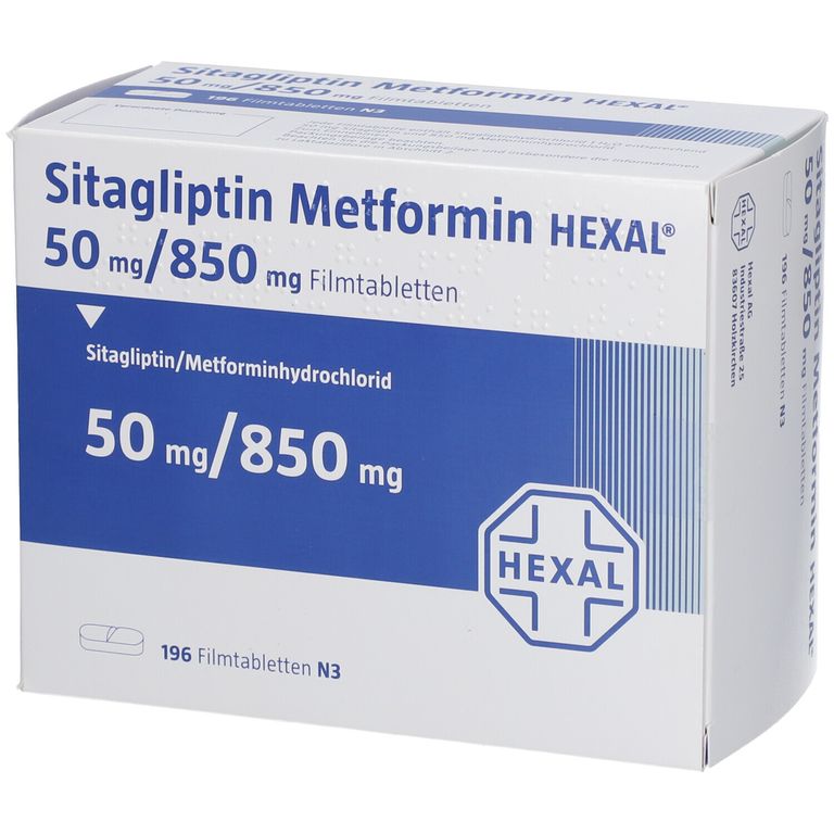 SITAGLIPTIN Metformin HEXAL 50 mg/850 mg Filmtabl. 196 St mit dem E-Rezept kaufen - Shop Apotheke