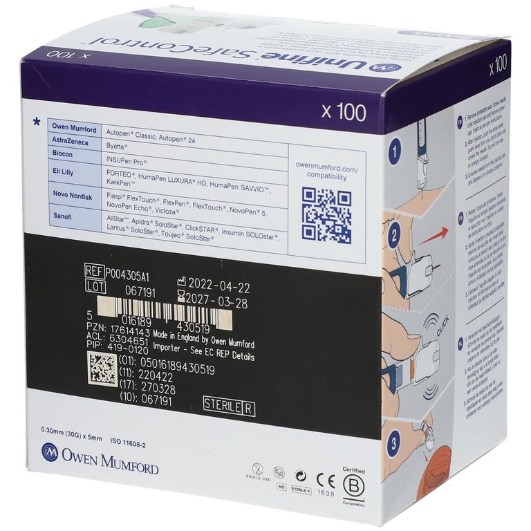 Owen Mumford Unifine® SafeControl® Pen-Nadel 5 mm x 30 G 100 St - Shop ...