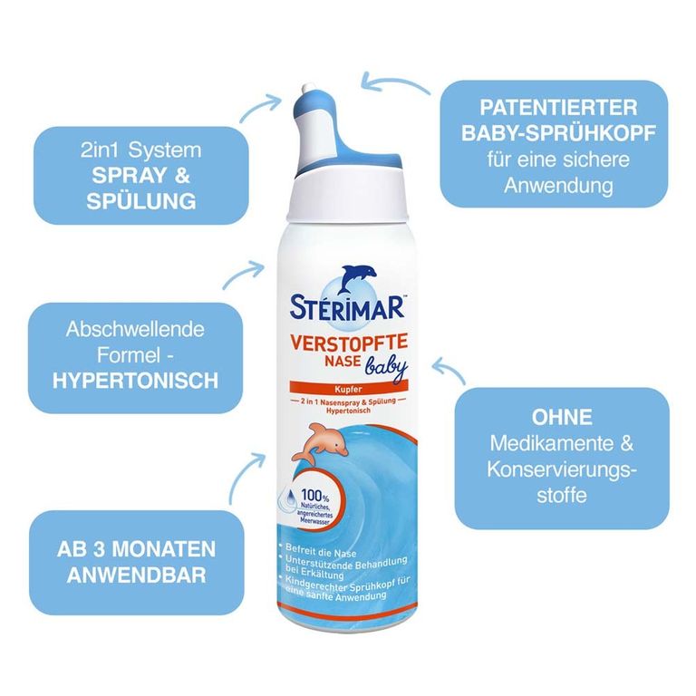 Stérimar Verstopfte Nase Baby, 100% natürliches Meerwasser Nasenspray ...